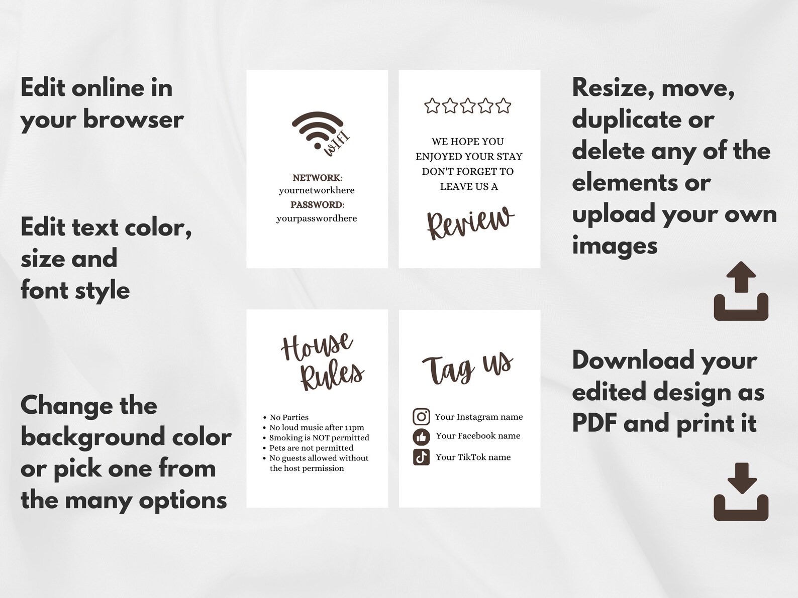 Airbnb Sign Bundle, Editable Templates, Airbnb Host, Vacation Rental ...