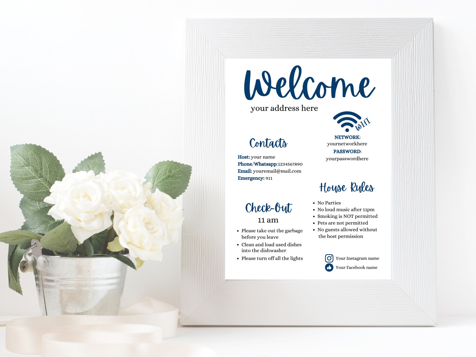 Airbnb Welcome Poster, Welcome Guide, Fillable and Editable Airbnb ...