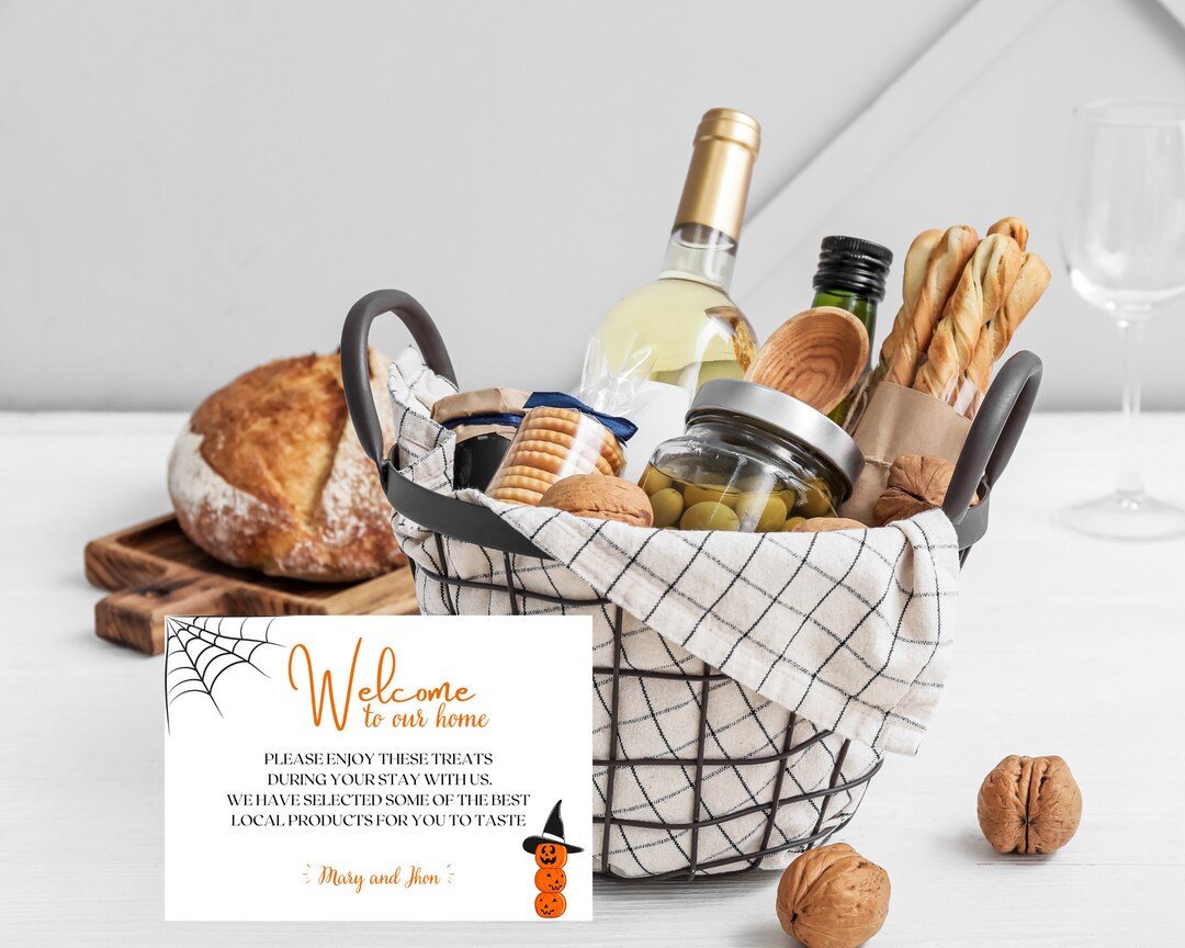 Halloween Airbnb Welcome Basket Card Template (canva Editable) - Etsy