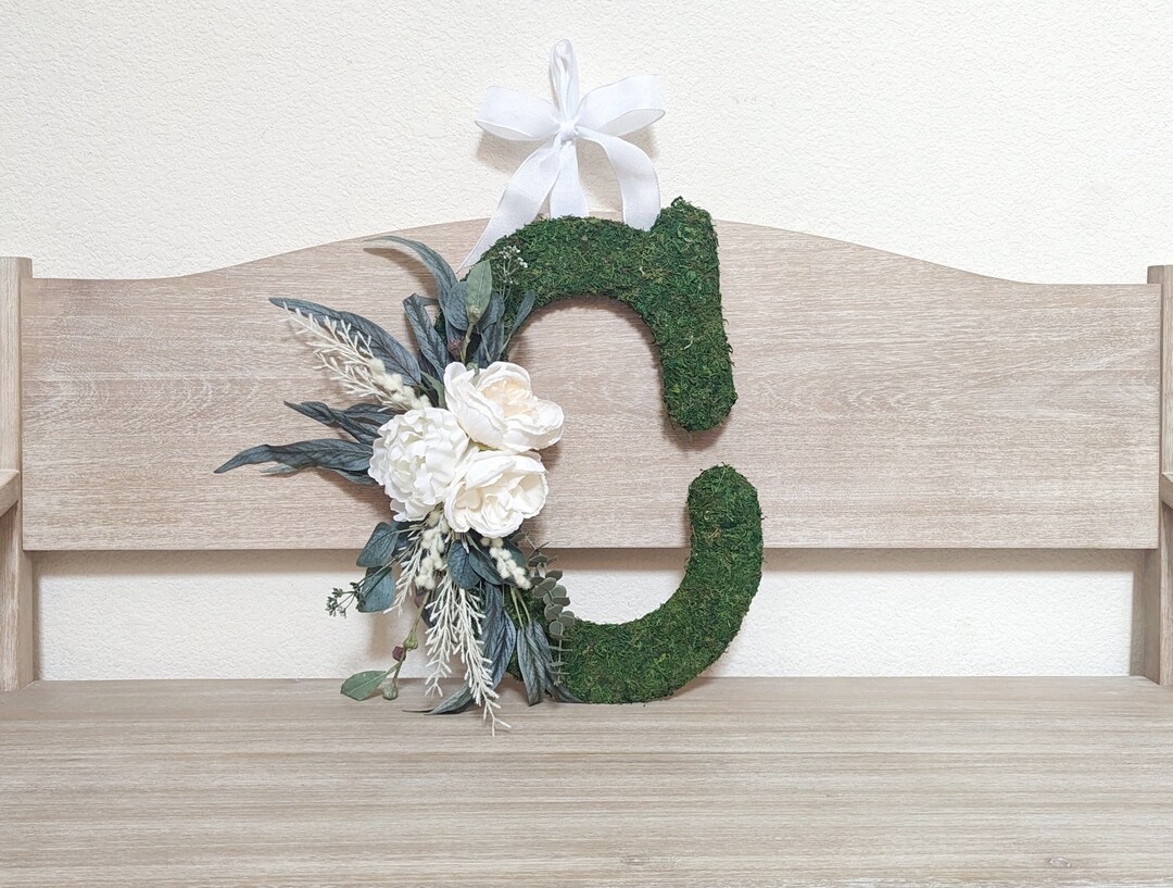 Personalized Moss Letter Wreath for Front Door Initial Decor Wall Moss ...