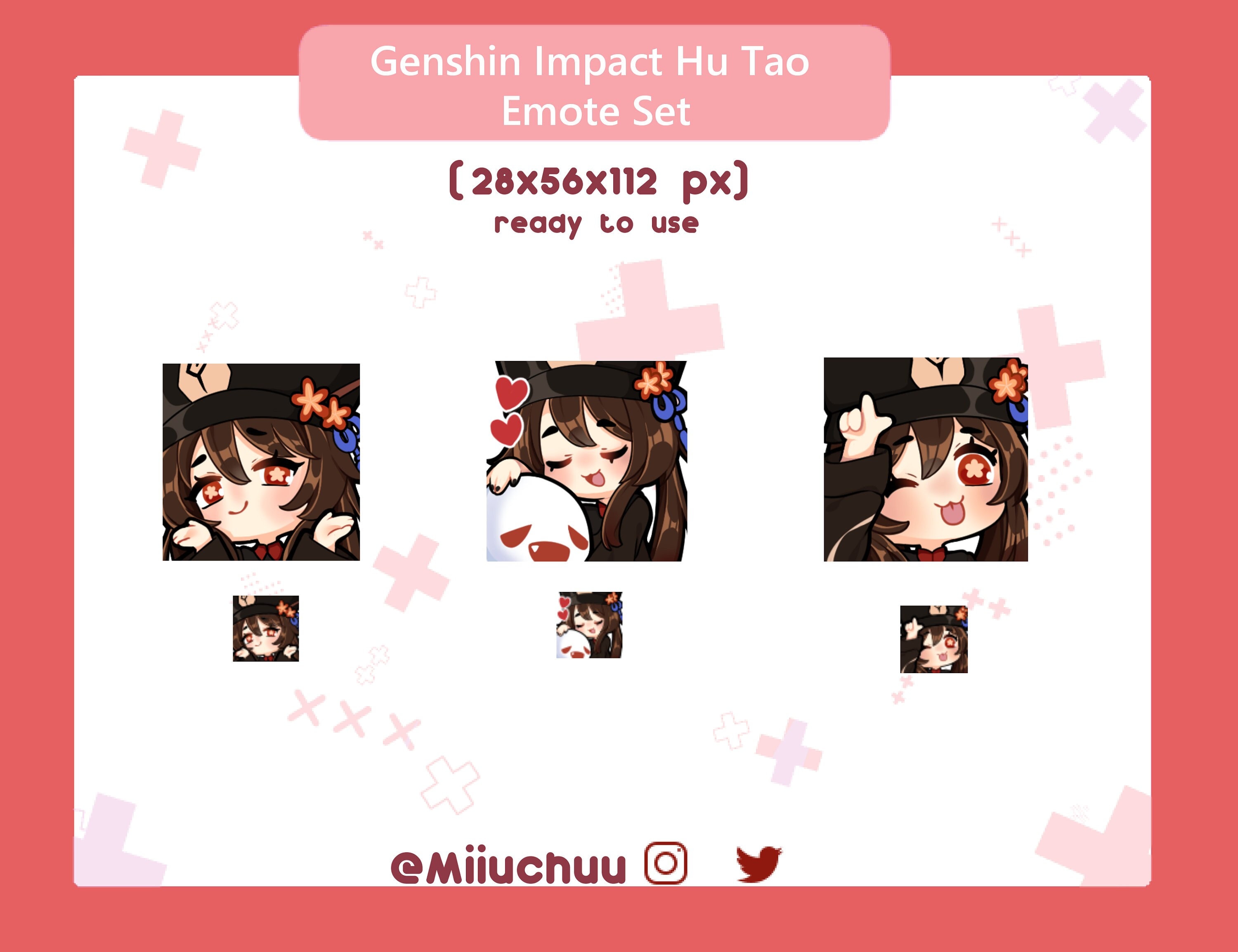 Genshin Imapact Hu Tao Emote Set for Twitch/discord - Etsy