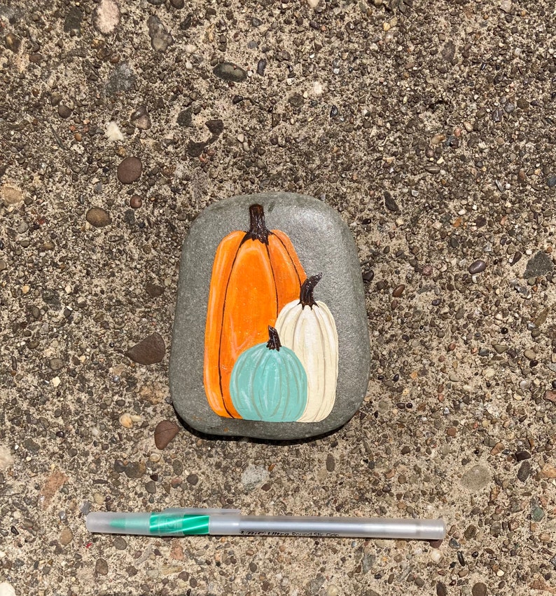 Pumpkin Painted Rock Garden Decor Home Decor Fall Decor - Etsy