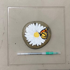 Daisy & Monarch Painted Rock Home Decor Garden Decor Butterfly Decor ...
