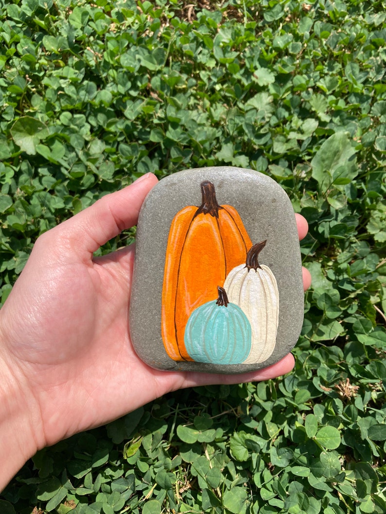 Pumpkin Painted Rock Garden Decor Home Decor Fall Decor - Etsy