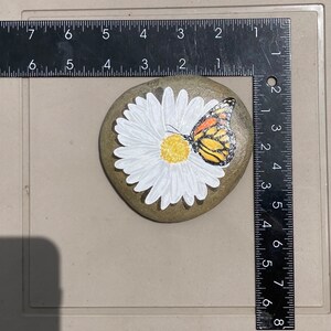Daisy & Monarch Painted Rock Home Decor Garden Decor Butterfly Decor ...