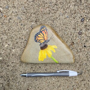 Butterfly & Flower; Painted Rock; Butterfly Painted Rock; Garden Decor ...
