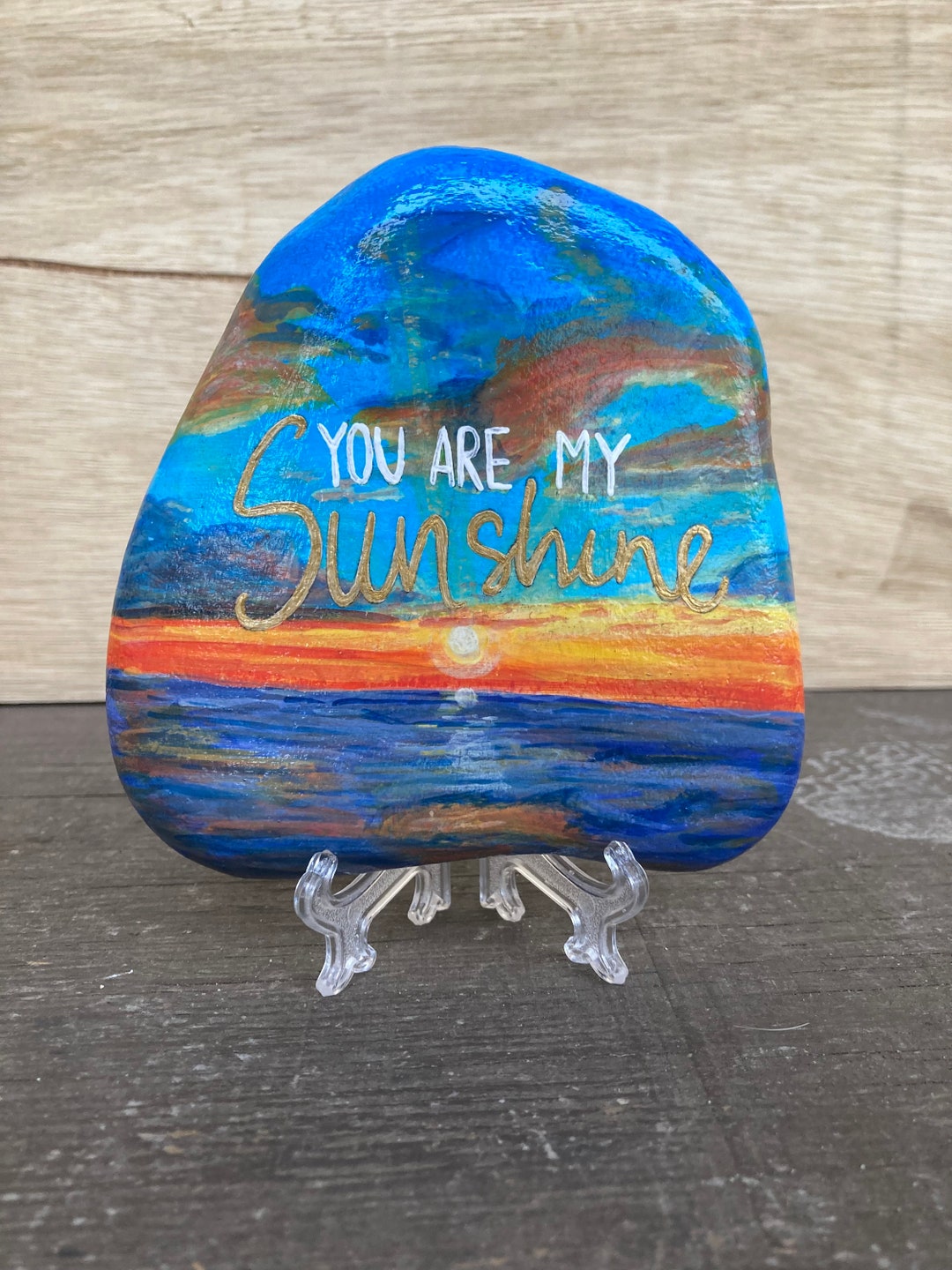 Hand Painted 'you Are My Sunshine' Rock: Sunset Decor - Etsy