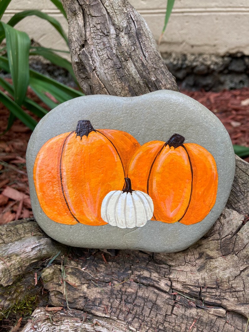 Pumpkin Painted Rock Garden Decor Home Decor Fall Decor - Etsy