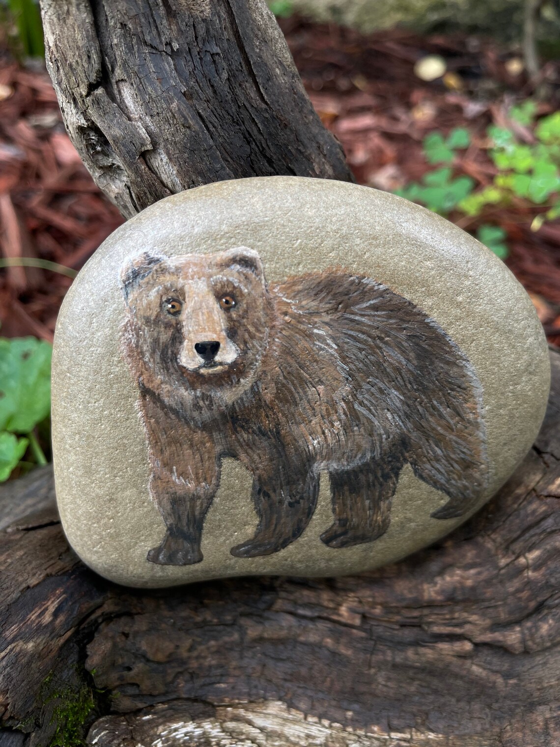 Bear Painted Rock Home Decor Garden Decor Cute Decoration | Etsy