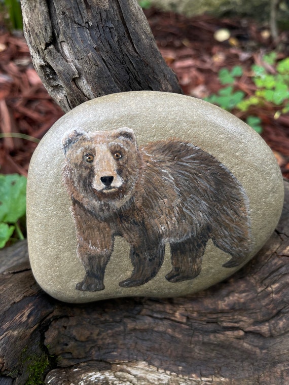 Bear Painted Rock Home Decor Garden Decor Cute Decoration | Etsy