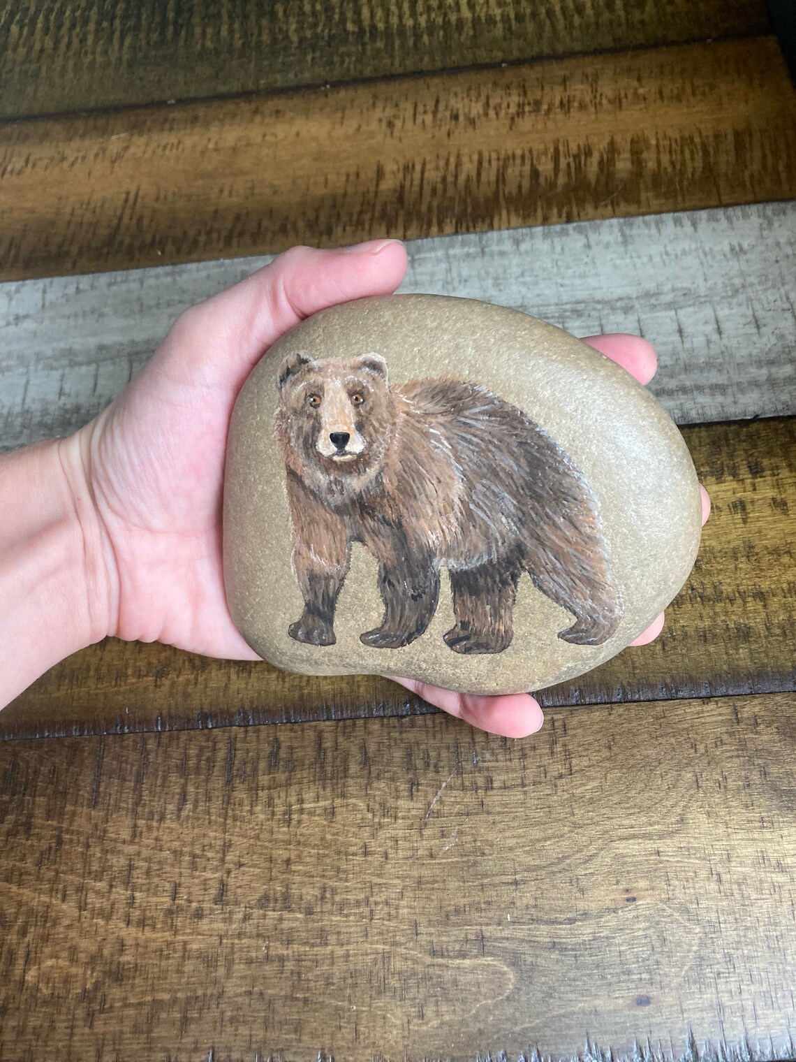 Bear Painted Rock Home Decor Garden Decor Cute Decoration | Etsy