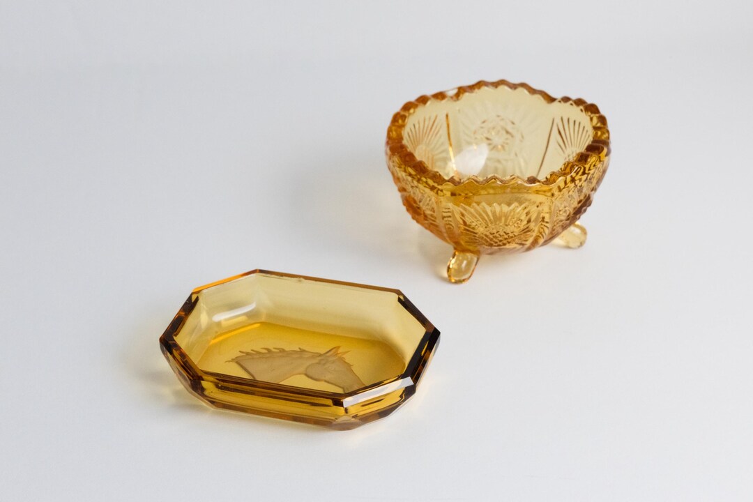 Vintage Amber Glass Mini Dishes - Etsy