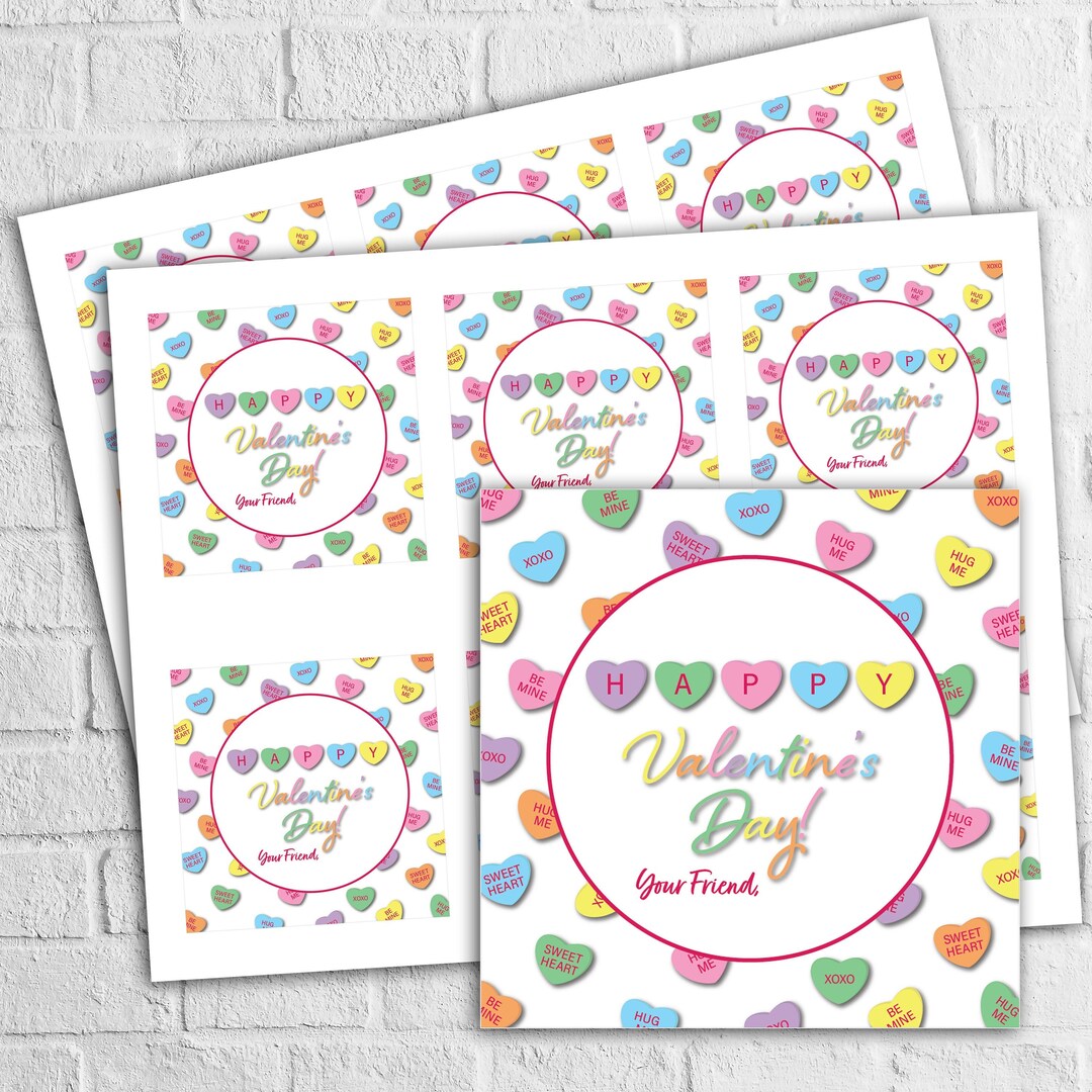 INSTANT DOWNLOAD - Conversation Hearts Valentines/gift Tags - Printable ...