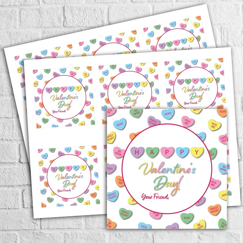 INSTANT DOWNLOAD - Conversation Hearts Valentines/gift Tags - Printable ...