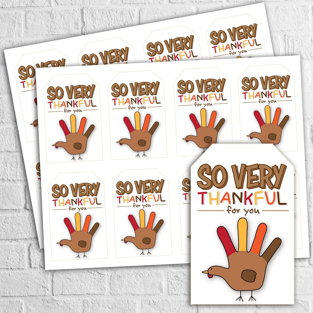 INSTANT DOWNLOAD - so Very Thankful - Hand Turkey Thanksgiving Gift ...