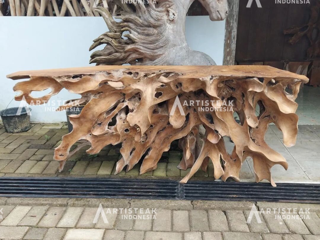 Waving Stream Teak Root Console Table Waving Teak Root - Etsy