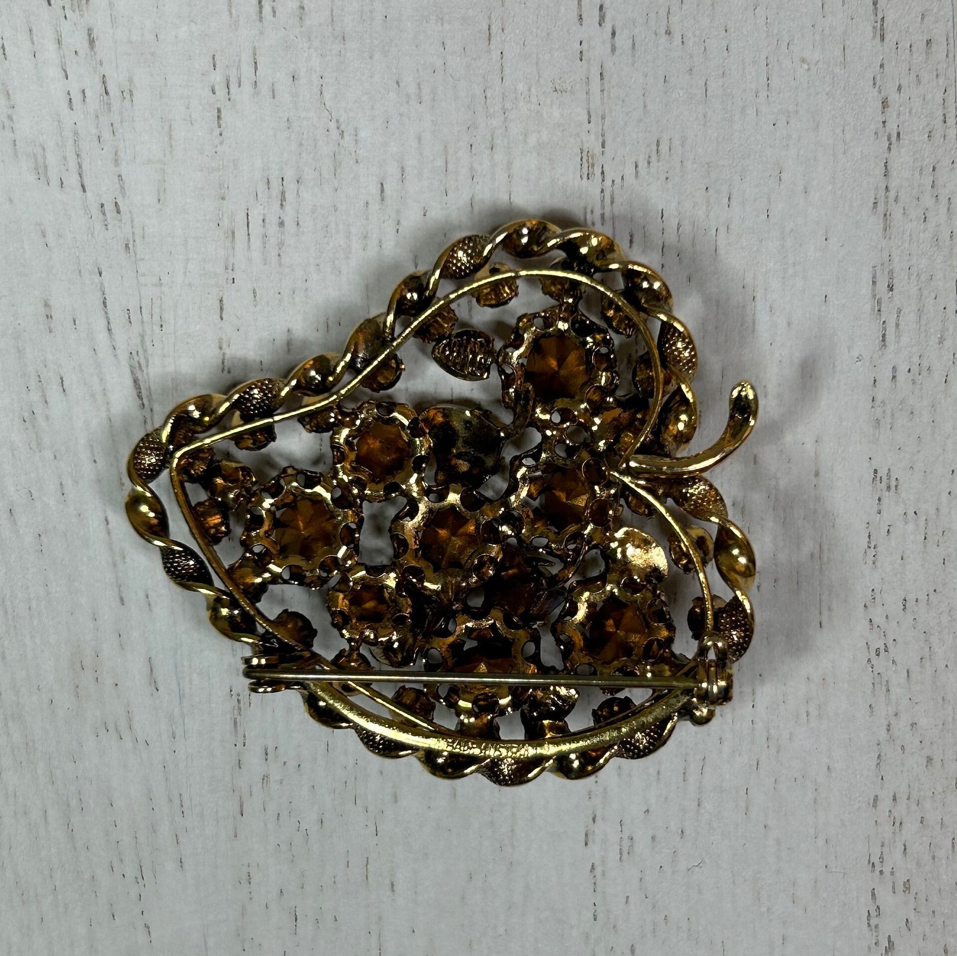 Vintage Leaf Brown Tones Austrian Brooch - Etsy