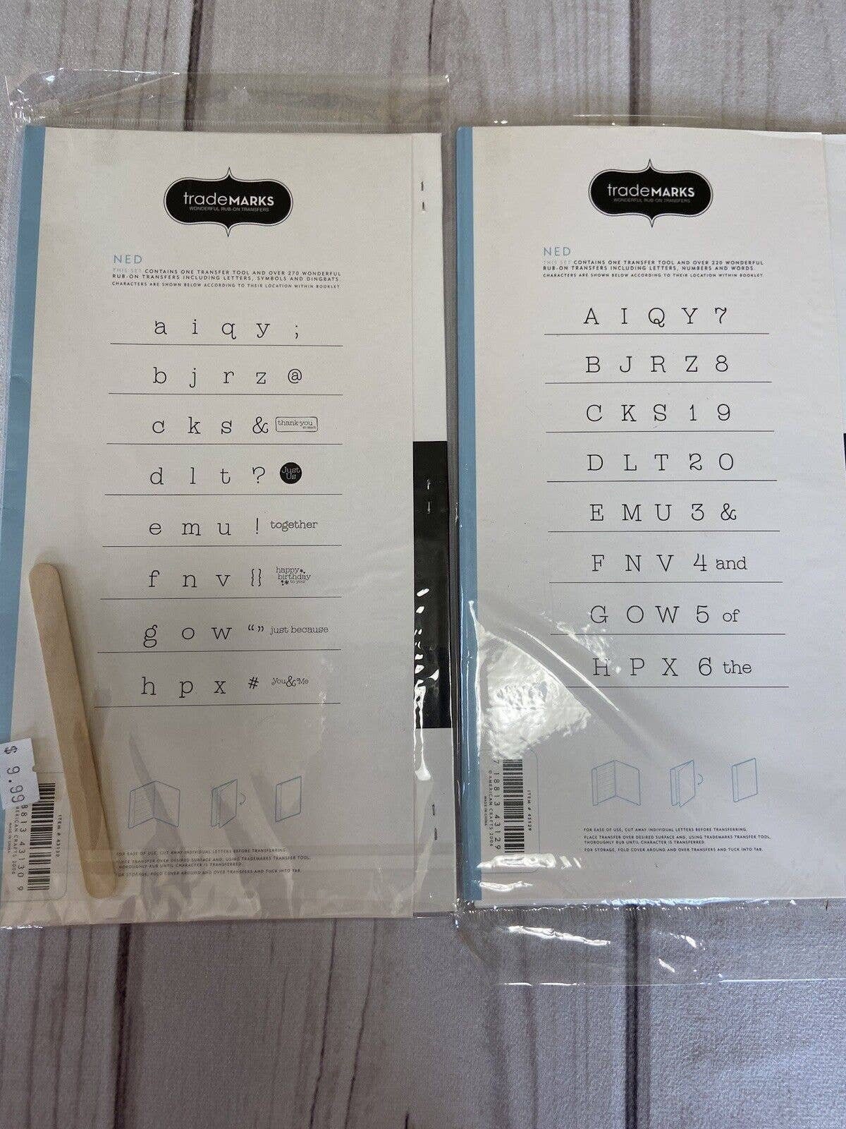 Trademarks Rub-on Transfers Alphabet White Capital and Small Letters ...