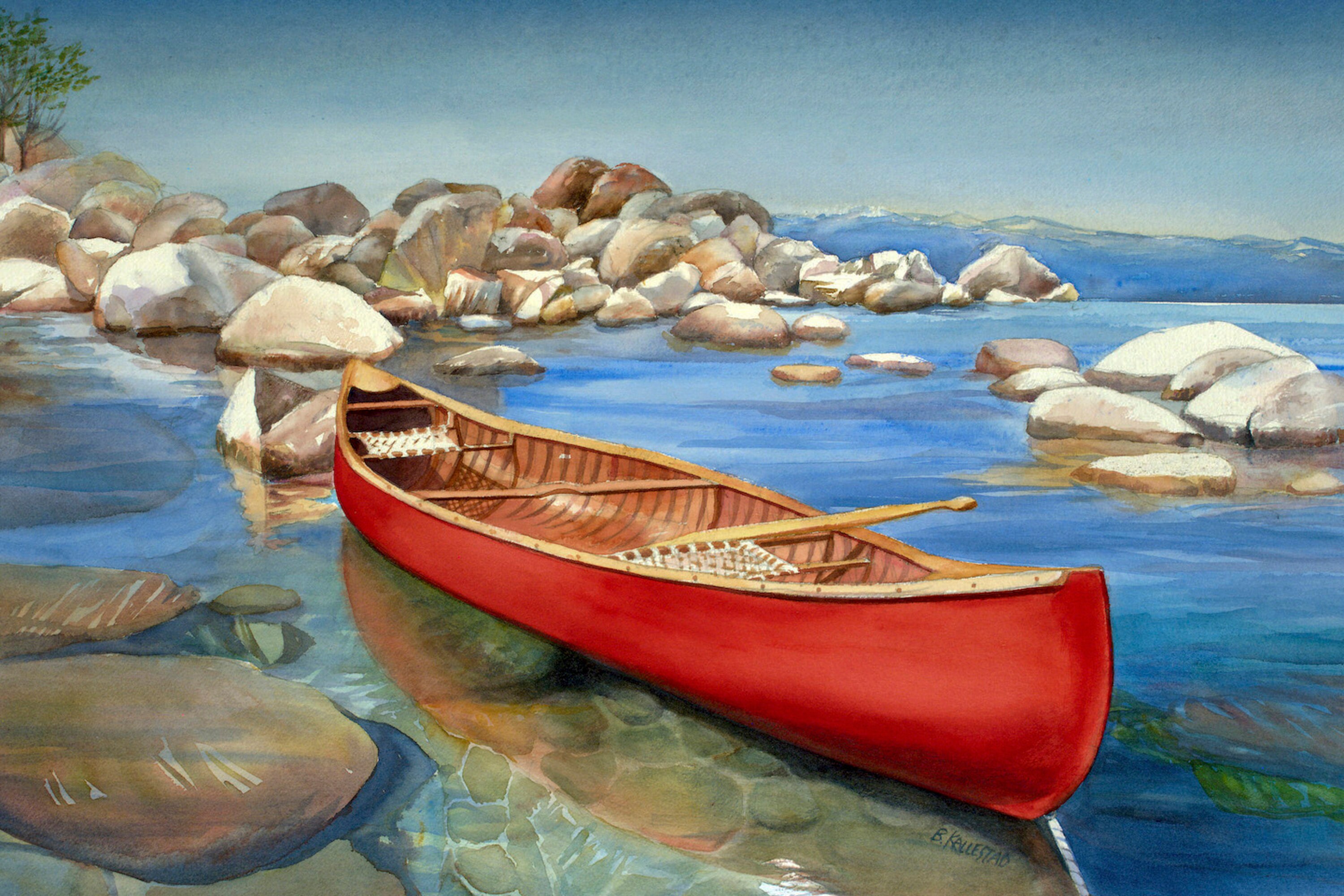 Red Canoe at Hidden Beach Giclée Print Reproduced From Original ...