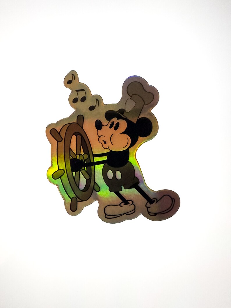Holographic Steamboat Willie Sticker - Etsy