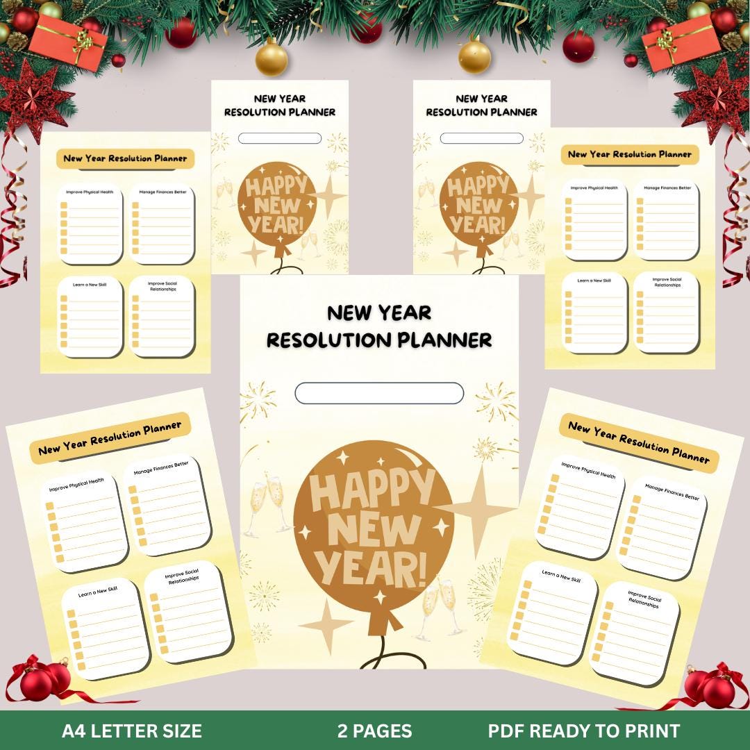 New Year Resolution Planner: Goal Setting, Daily Template (digital ...
