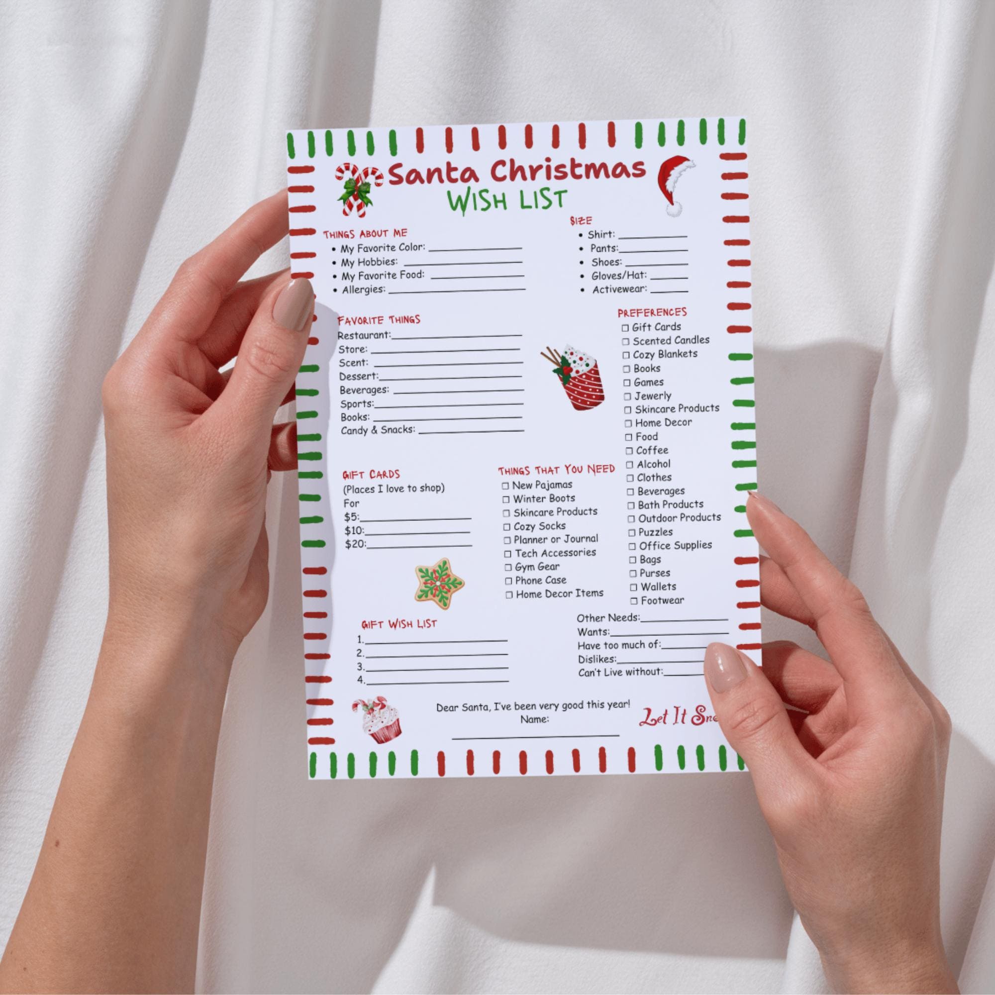 Christmas Santa Wishlist| Editable Santa Christmas List | Printable ...