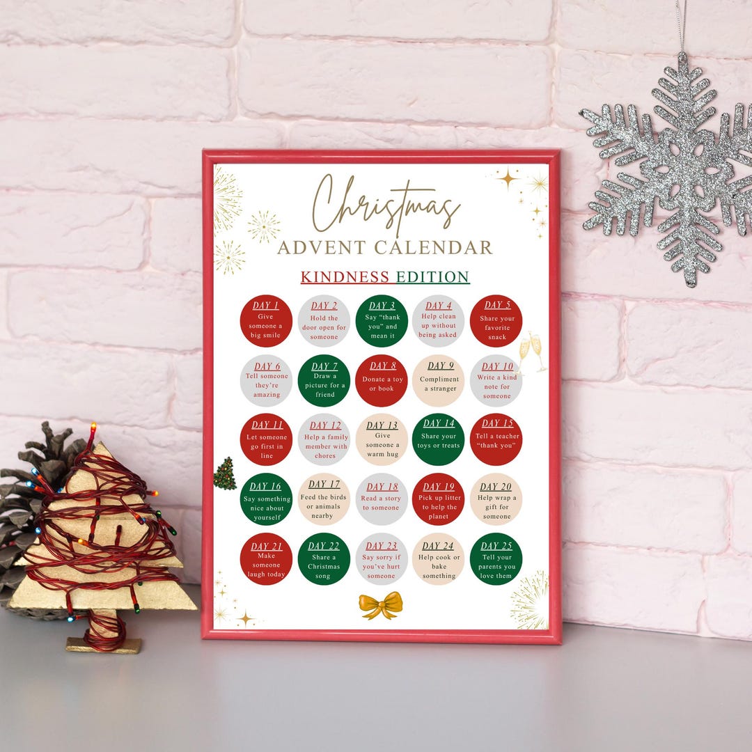 Advent Calendar Editable| 25 Acts of Kindness |25 Gratitude Prompts ...