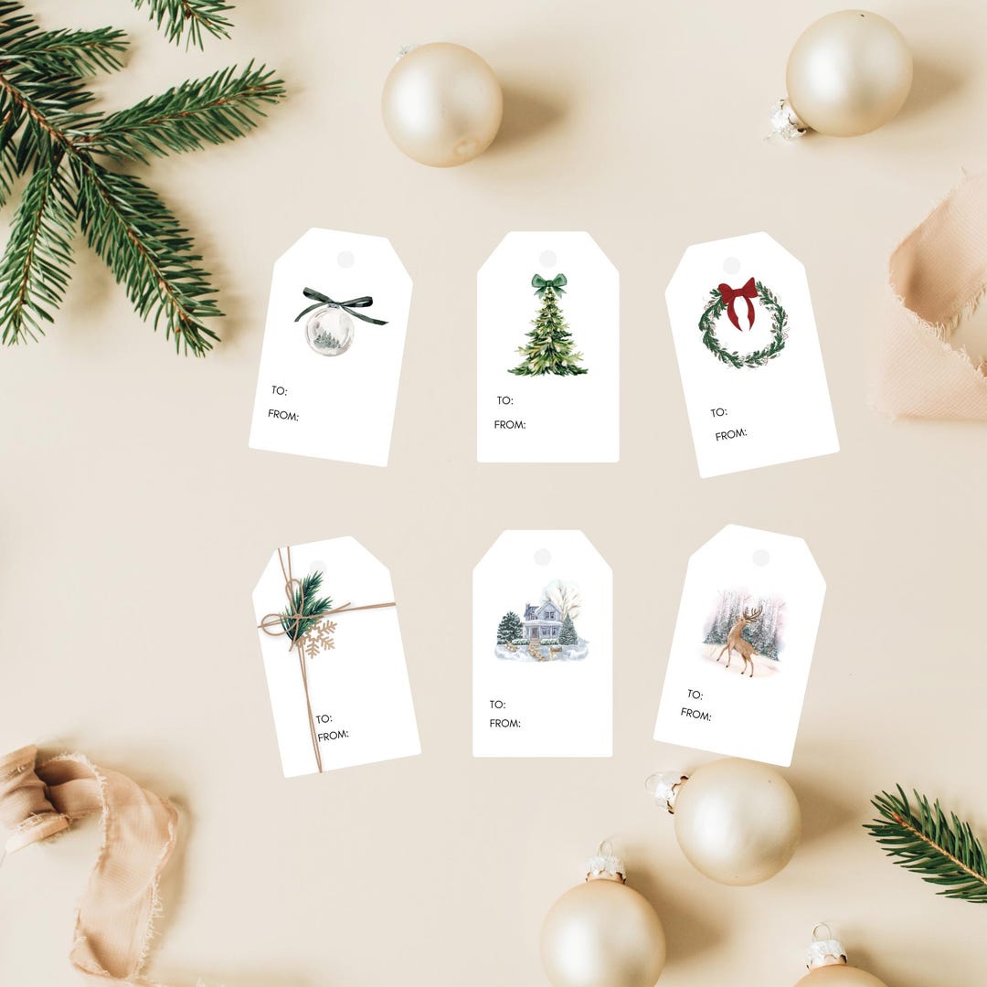 Christmas Gift Tags | Watercolor| Editable Winter Holiday Labels (PDF ...