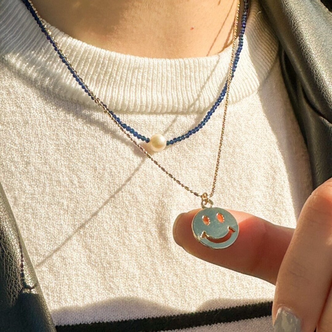 Smiley Face Necklace, Happy Face Necklace, 18k Gold Filled Smiley Face ...