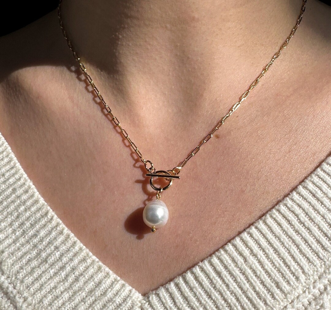 Single Pearl Necklace, Dainty Pearl Necklace, Baroque Pearl Necklace ...