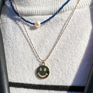 Smiley Face Necklace, Happy Face Necklace, 18k Gold Filled Smiley Face ...