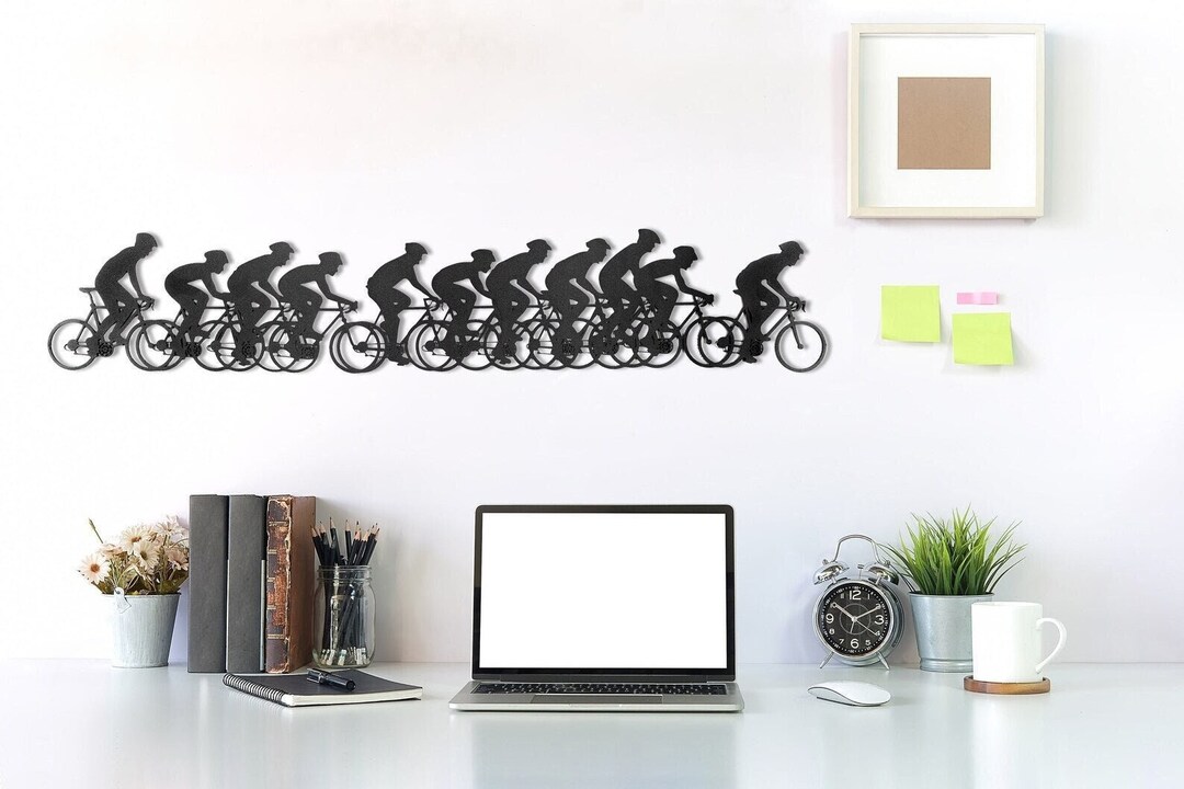 Cyclist Metal Wall Art | Laser Cut Steel Wall Hanging | Modern Cycling ...