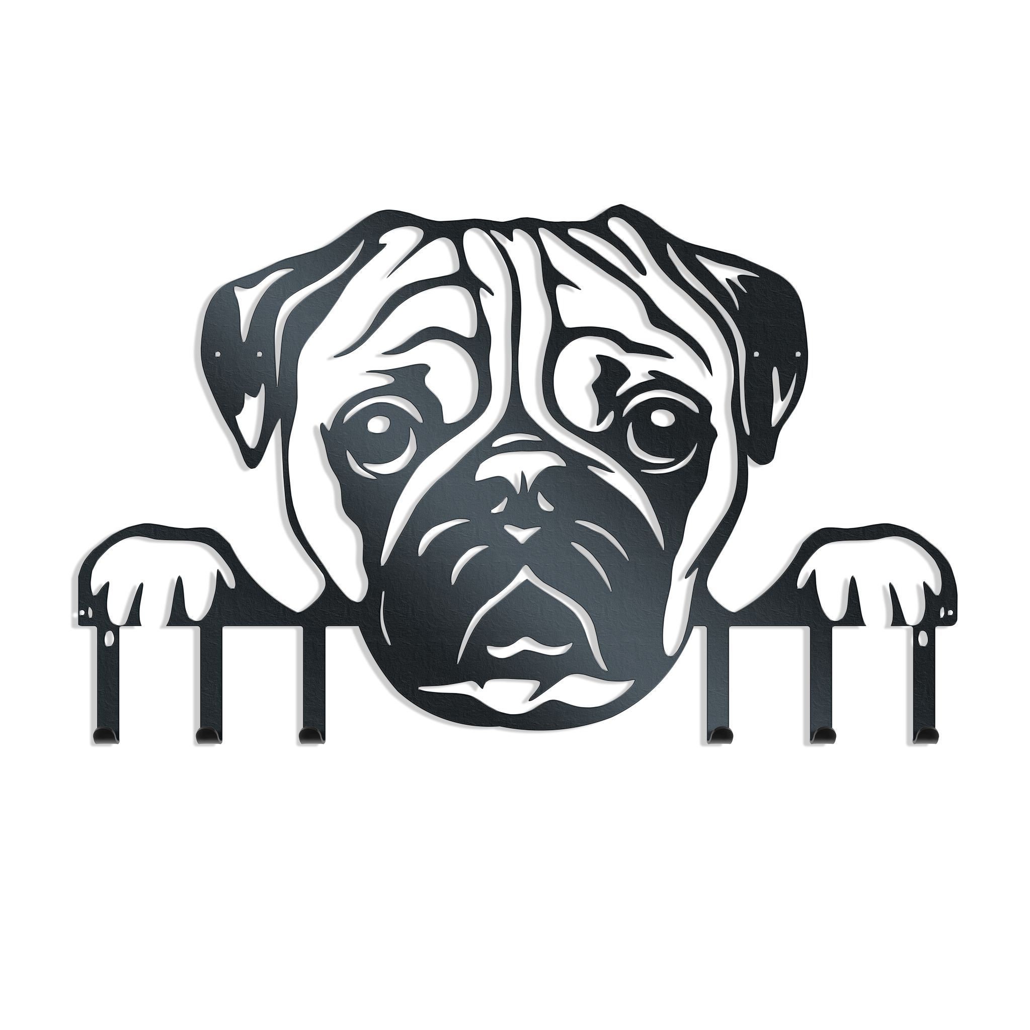 Metal Pug Wall Art: Leash & Key Holder, Dog Lover Gift - Etsy UK