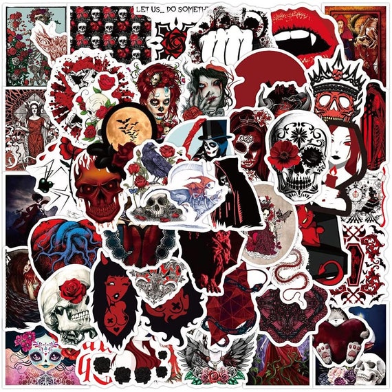 Red Black White Sticker Pack for Laptop Water Bottles - Etsy