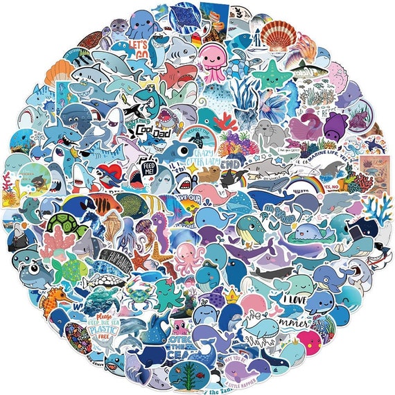 20/30/50 Pcs Ocean Theme Stickers Pack Cartoon Stickers - Etsy