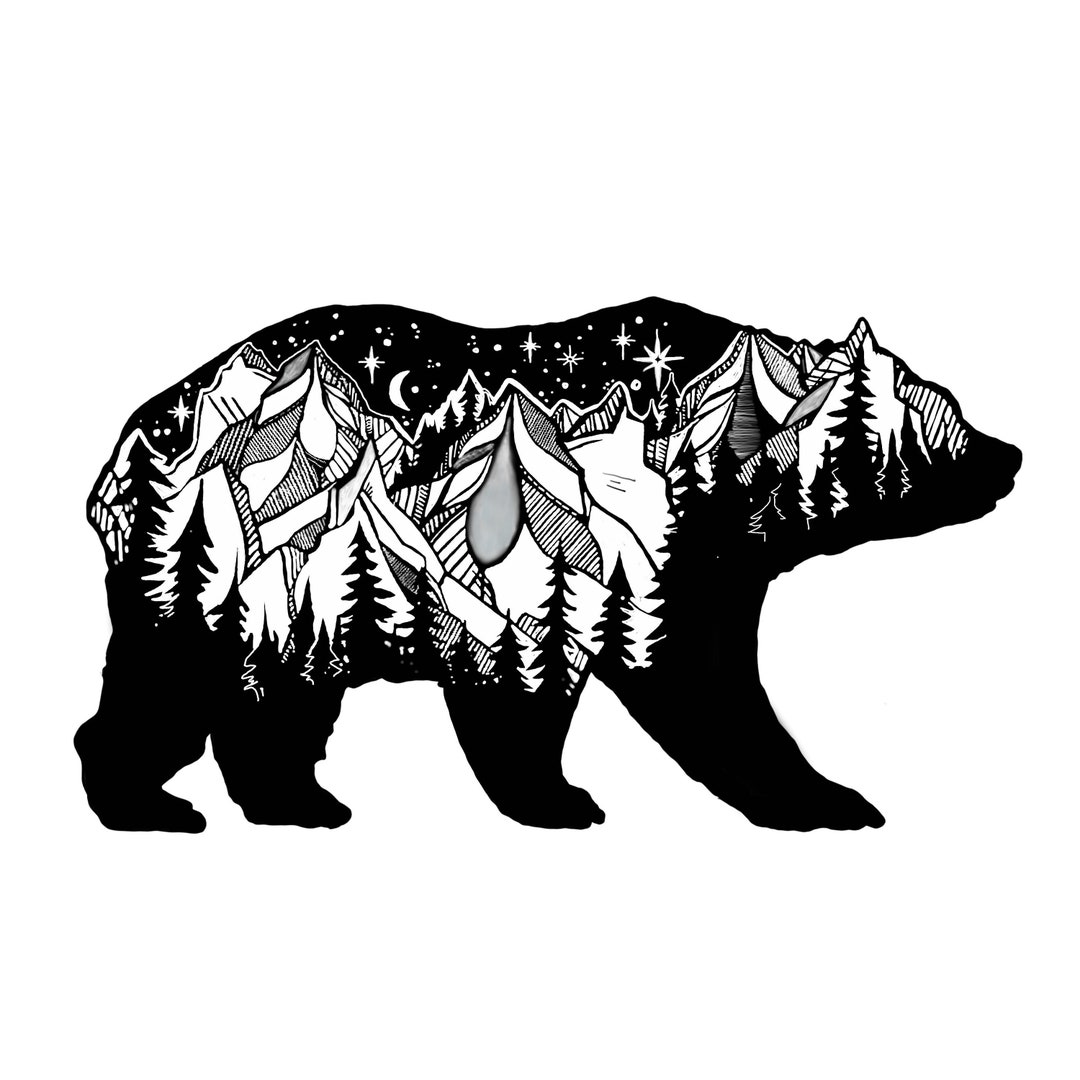 Bear & Night Sky Sticker! - Etsy
