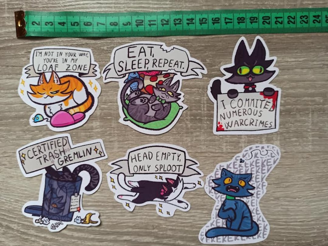 Derpy Cats Stickers Handpaind Original Design Journal Decoration - Etsy