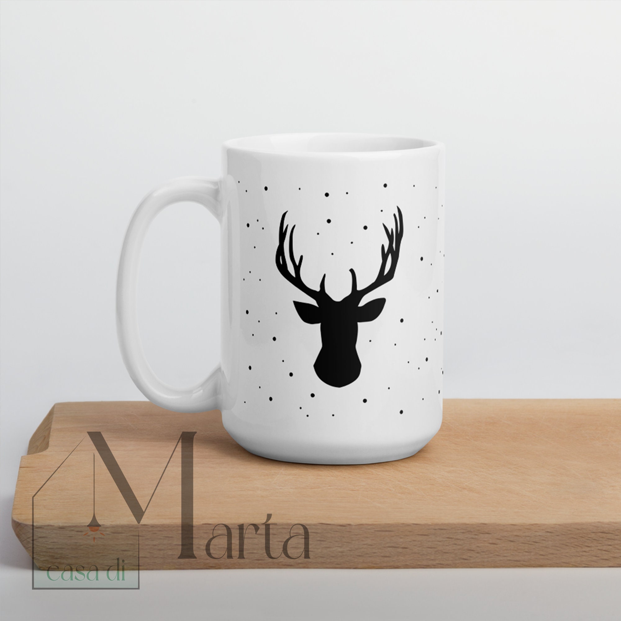Deer Mug Black Deer Head With Antlers Cute Man Gift Mug - Etsy