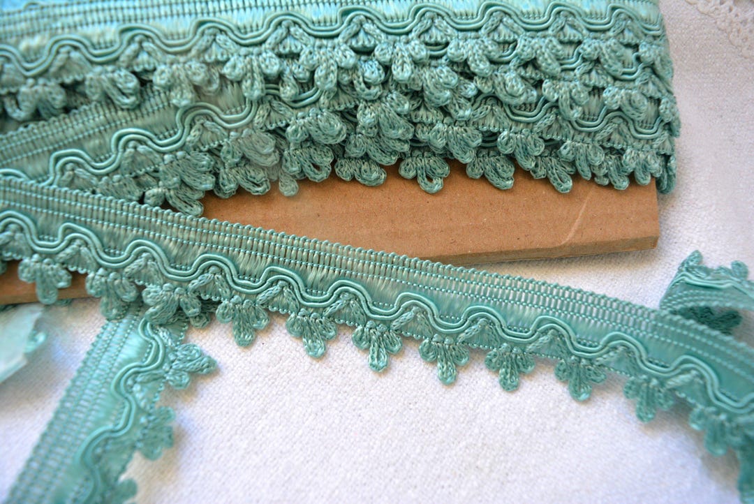 French Vintage Gimp Trim,turquoise Silk Flat Braid Trim, Haberdashery ...