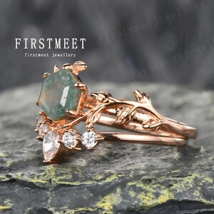 Vintage Natural Garnet Ring Cluster Branch Leaf Garnet Engagement Ring Set Garnet Engagement ...