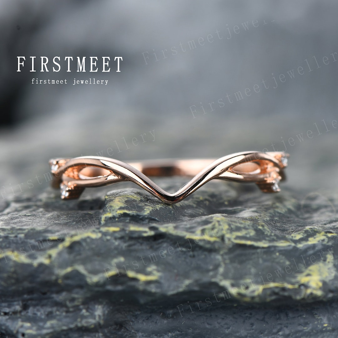 Unique Wedding Band, V Wedding Band, Rose Gold Band, Celtic Knot ...