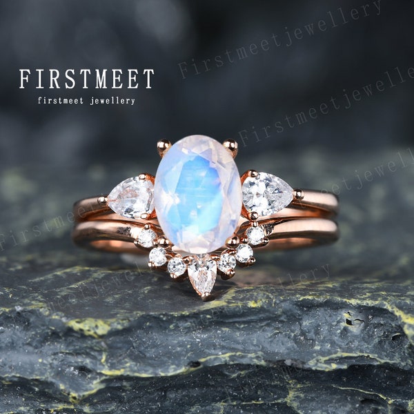 Moonstone Ring Set - Etsy