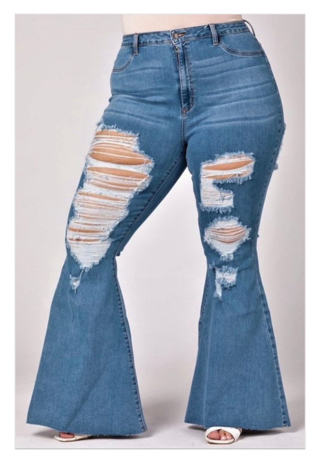 Women Flare Legged Bell Bottom Jeans Plus Size - Etsy