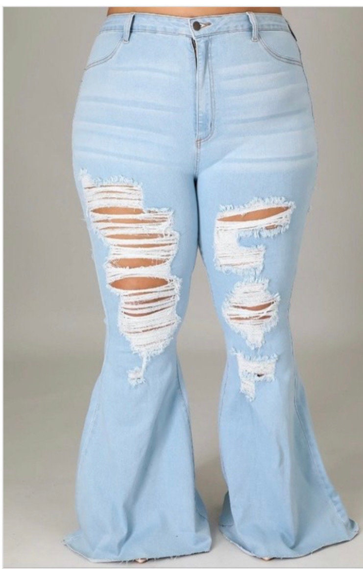 Women Flare Legged Bell Bottom Jeans Plus Size - Etsy