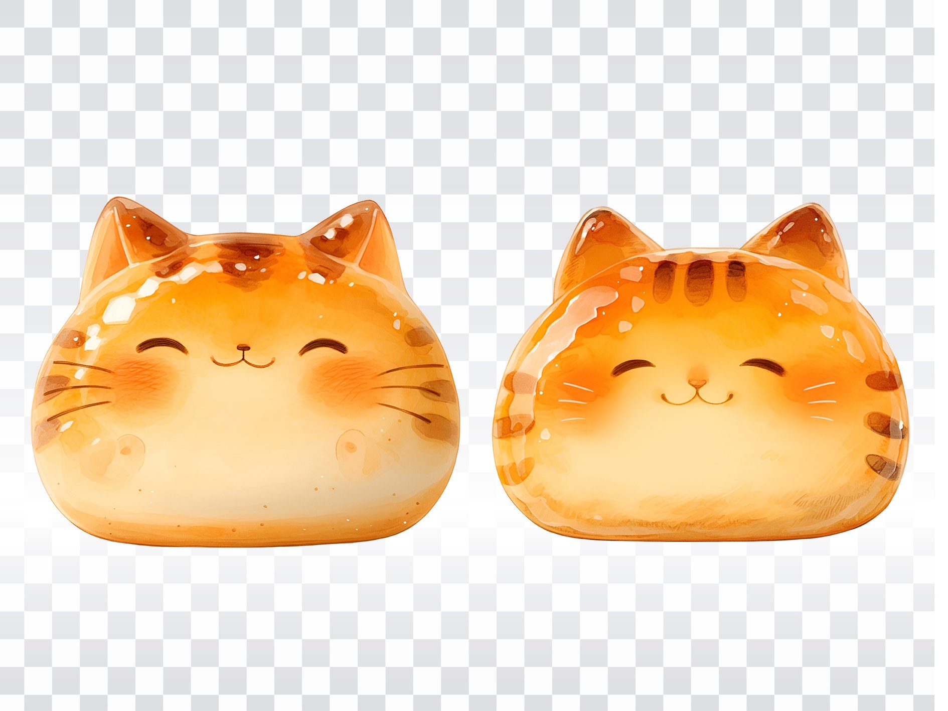 Adorable Kawaii Cute Cat Bread Clipart Bundle Set of 14 PNG Images, Cat Lover Gift, Digital ...