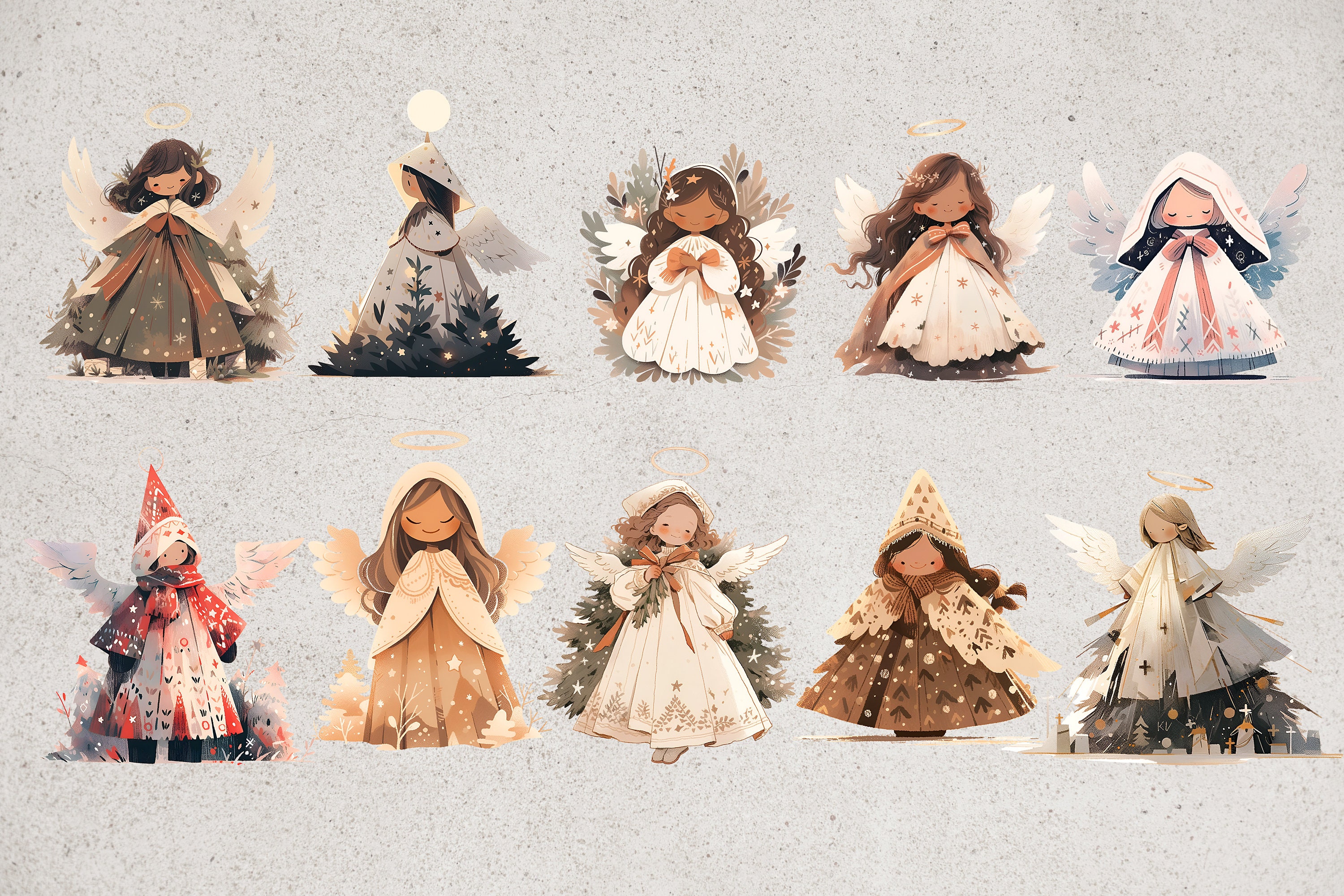 Christmas Angel Clipart, Cute Angels PNG, Digital Download, Printable ...