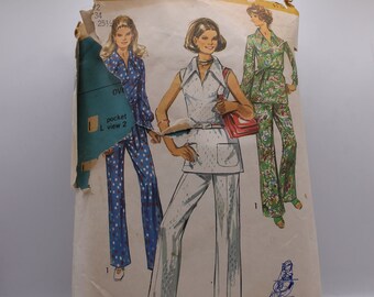 Vintage '71 Simplicity Sewing Pattern 9361 Misses' Overblouse & Flare ...