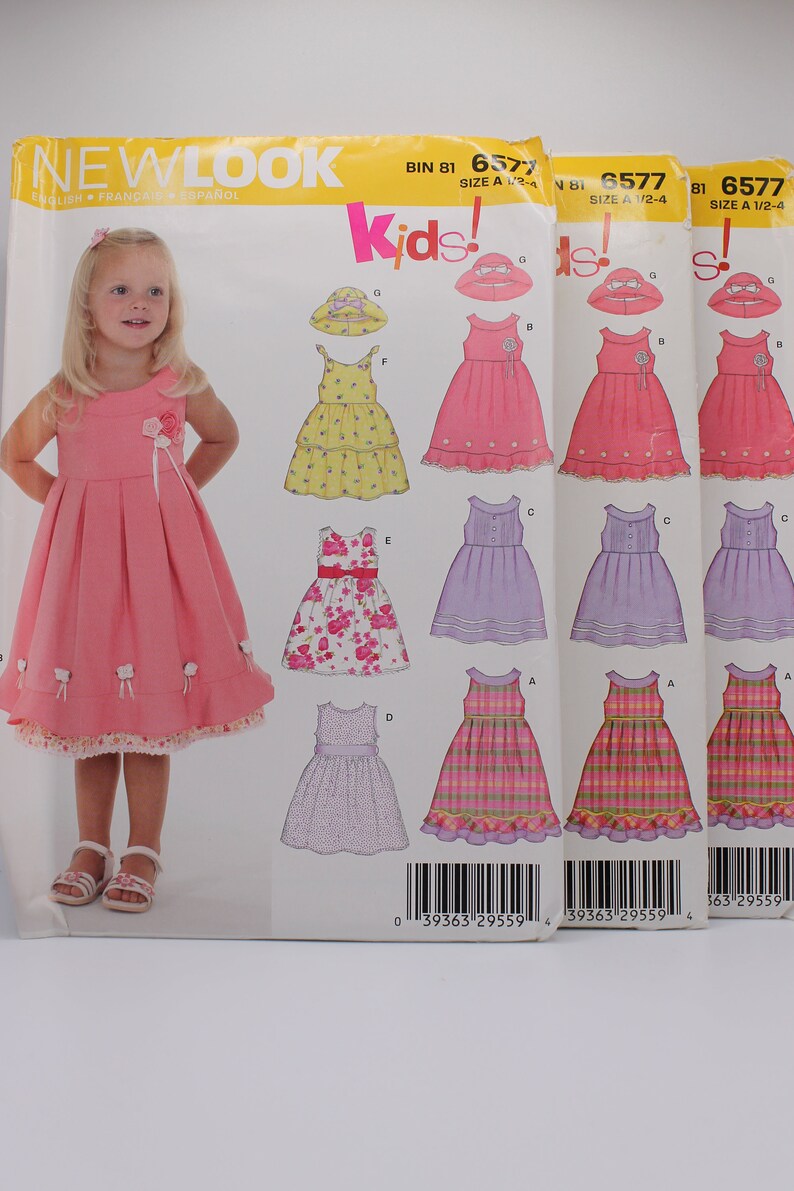Toddler Dress and Hat Sewing Pattern New Look 6577 UNCUT Kits & How To ...