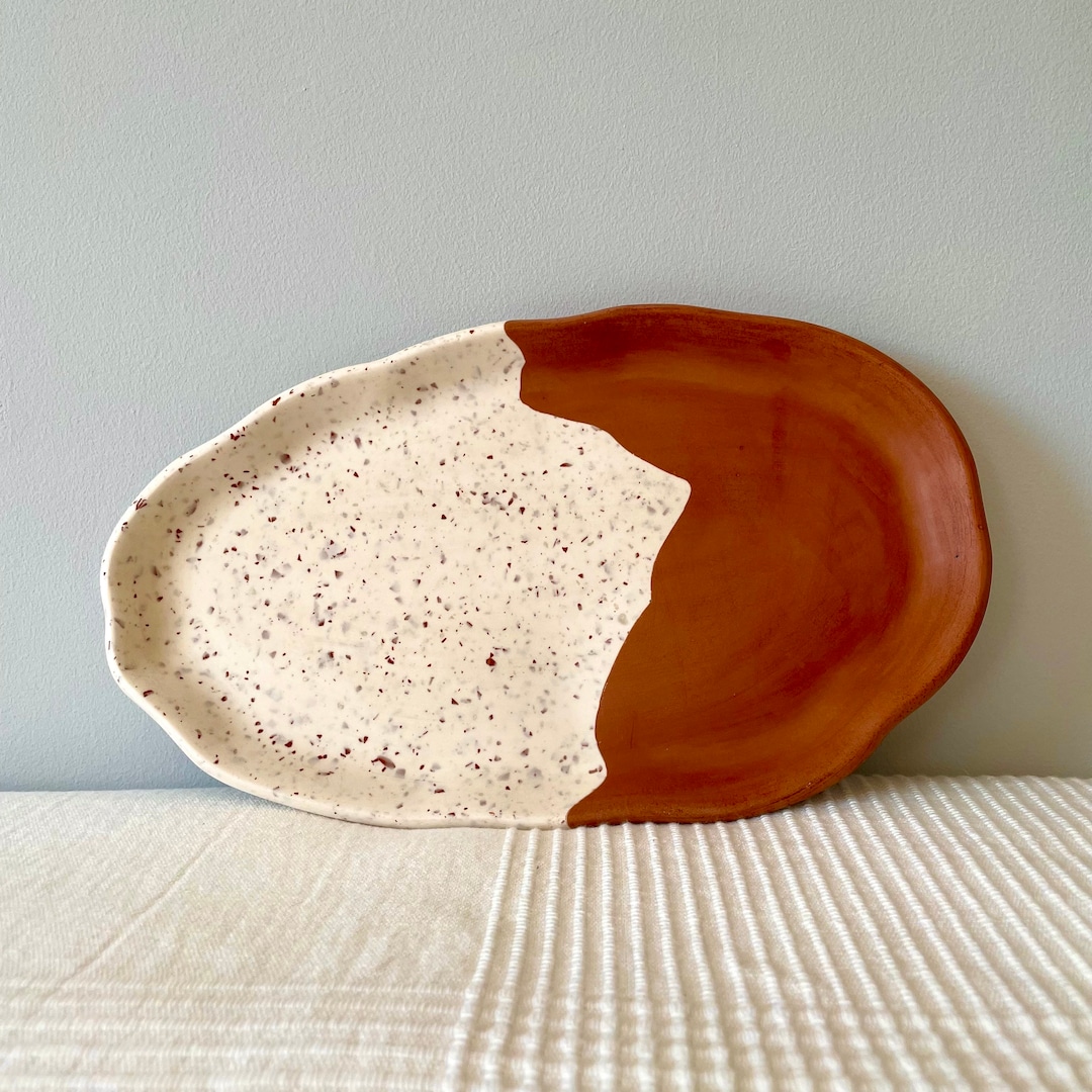 Large Oval Terrazzo Tray, Terracotta Table Centrepiece Tray ...