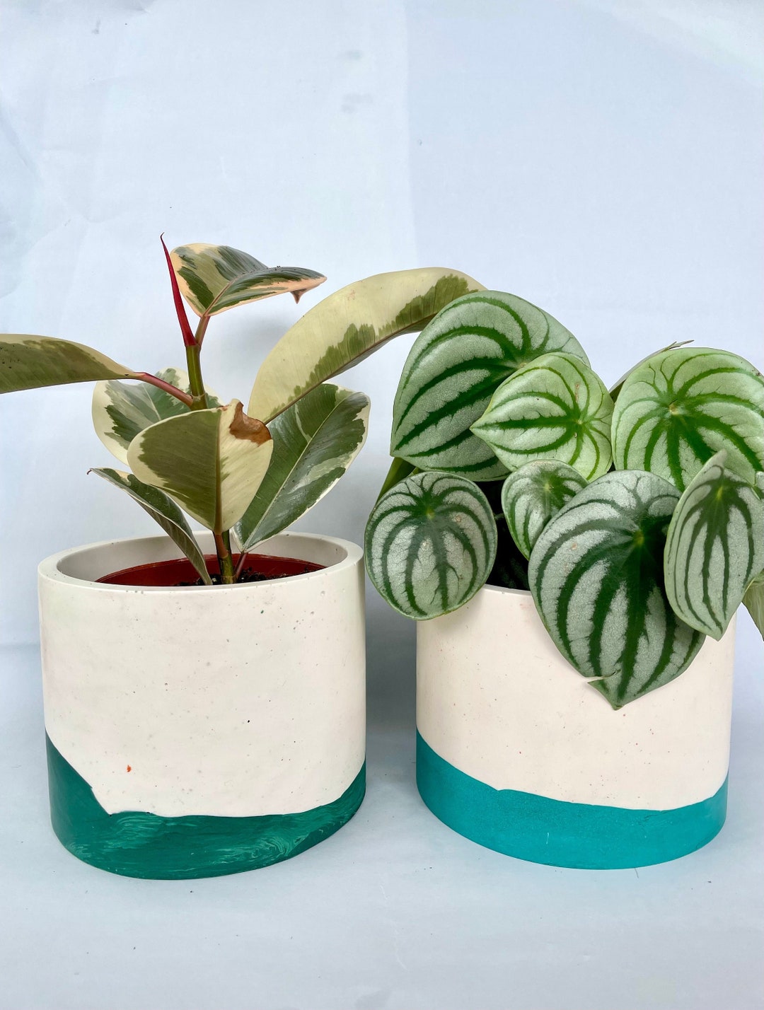 Handmade Unique Plant Pot | 15cm or 25cm Diameter | Teal Plant Pot ...